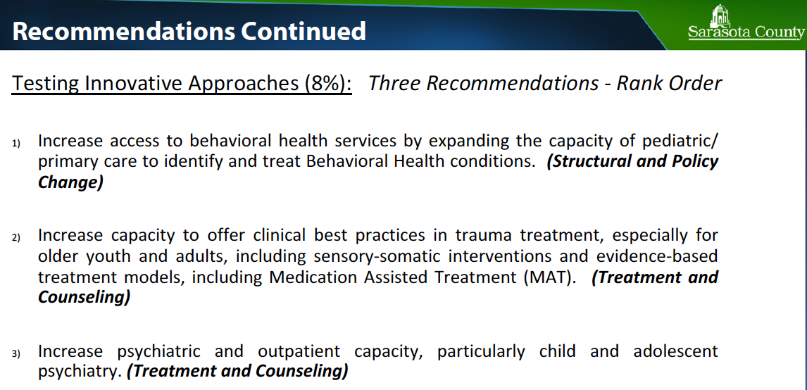 Mental Health Task Force recommendations for 8% of funding for BCC Jan ...