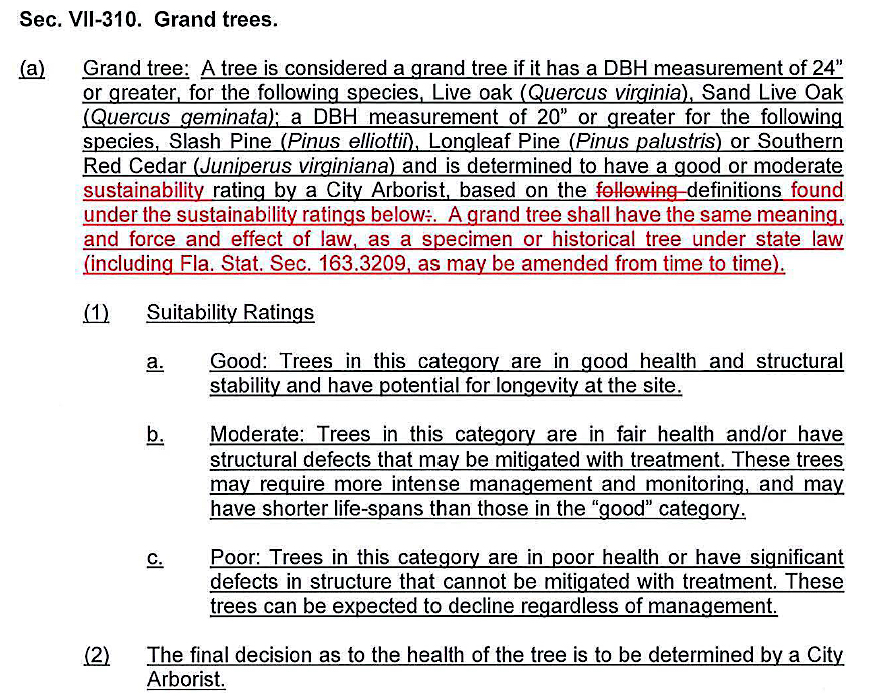 Portion of Grand Tree protection section in revised city Tree Ordinance ...