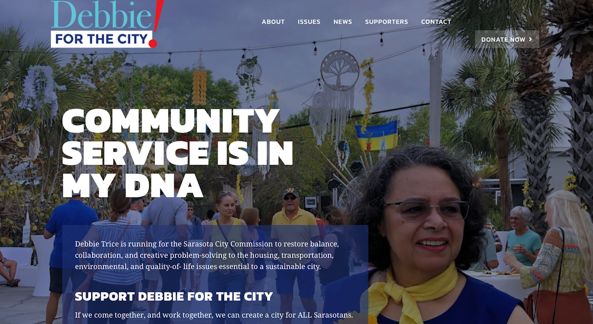 Debbie Trice SCC campaign website banner May 2022 – SARASOTA NEWS LEADER