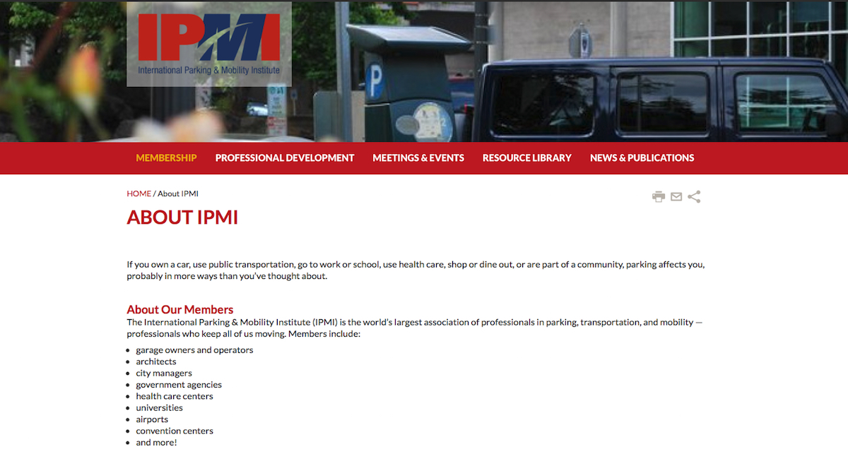 About International Parking & Mobility Institute from its website June ...
