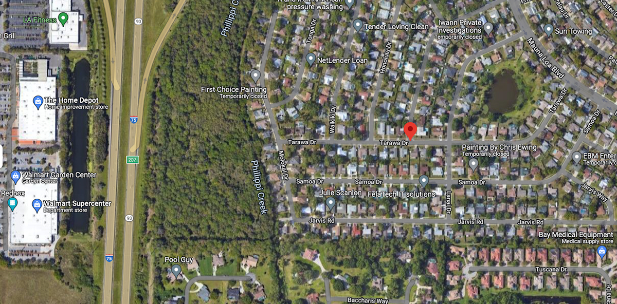 Tarawa Drive Sarasota map google Aug. 2022